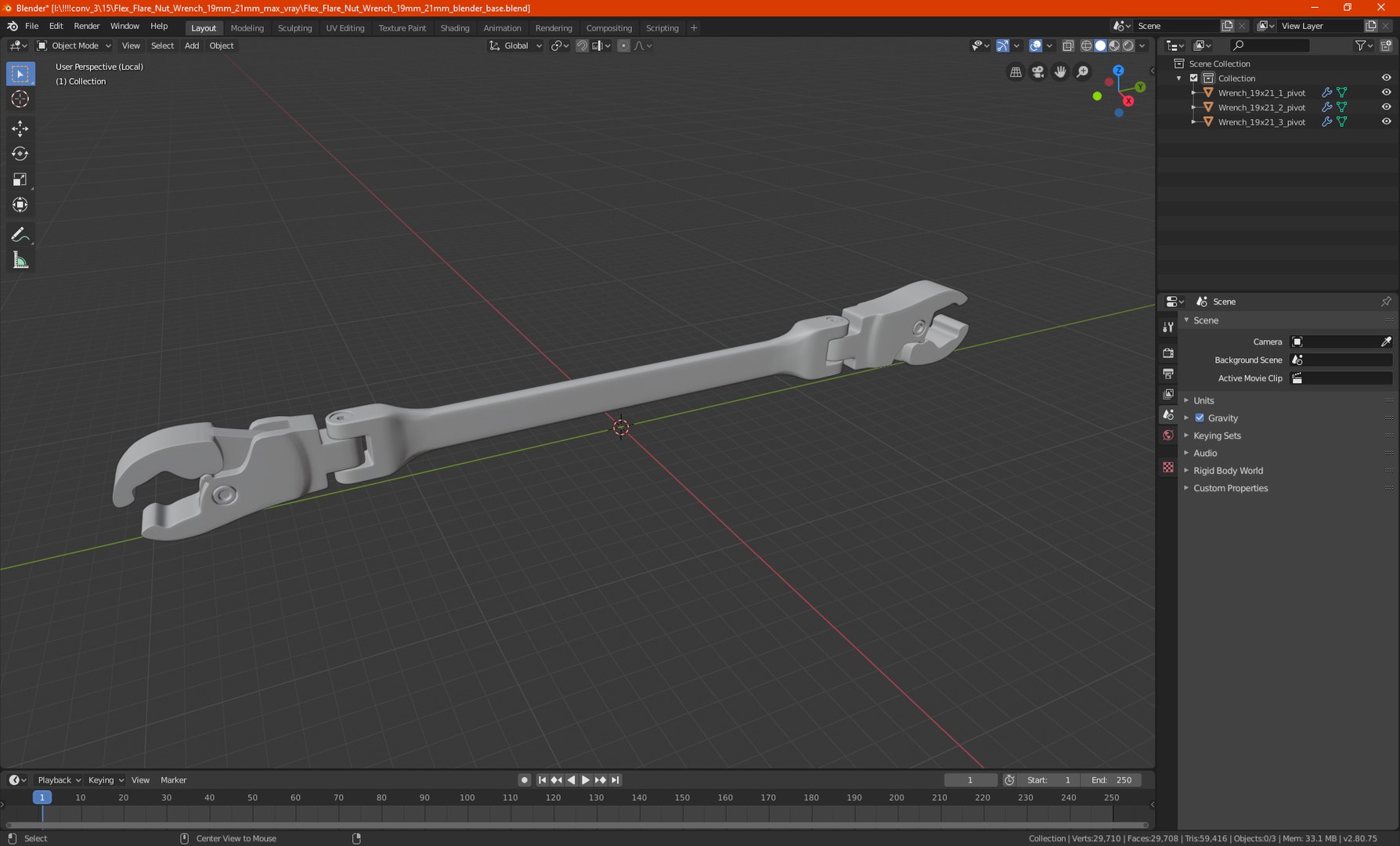 3D Flex Flare Nut Wrench 19mm 21mm - TurboSquid 1962432