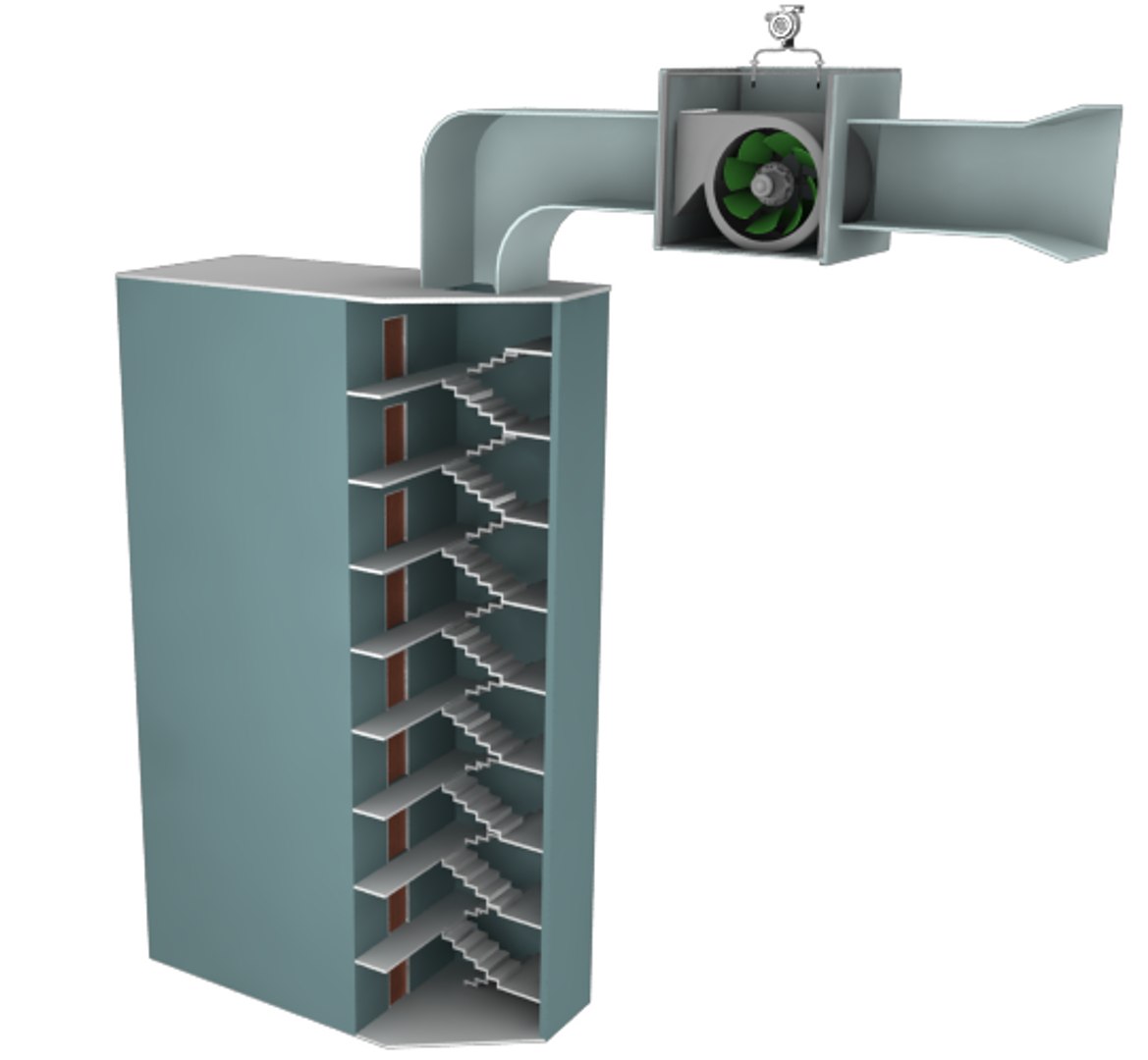 3D Staircase Pressurization Fan Stairs Model - TurboSquid 1274979