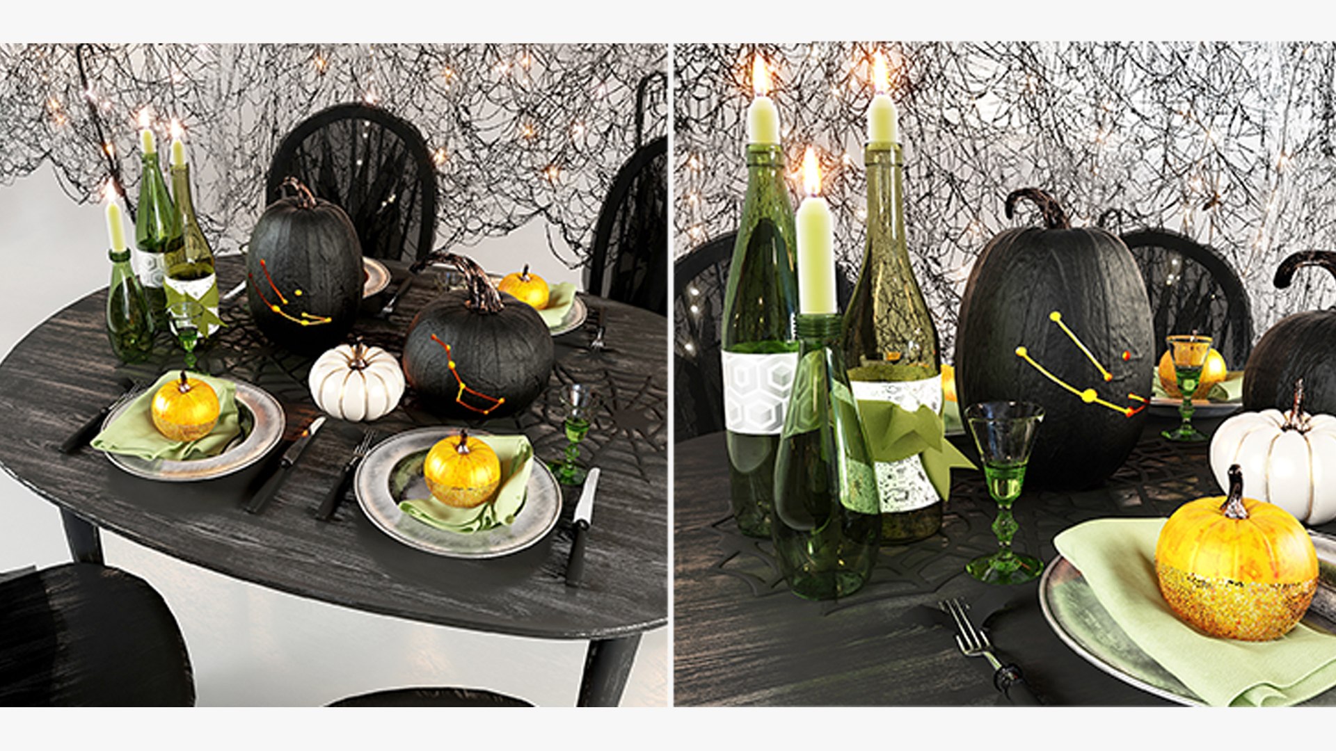 Halloween Black Table Decoration Set 3D Model - TurboSquid 2317079