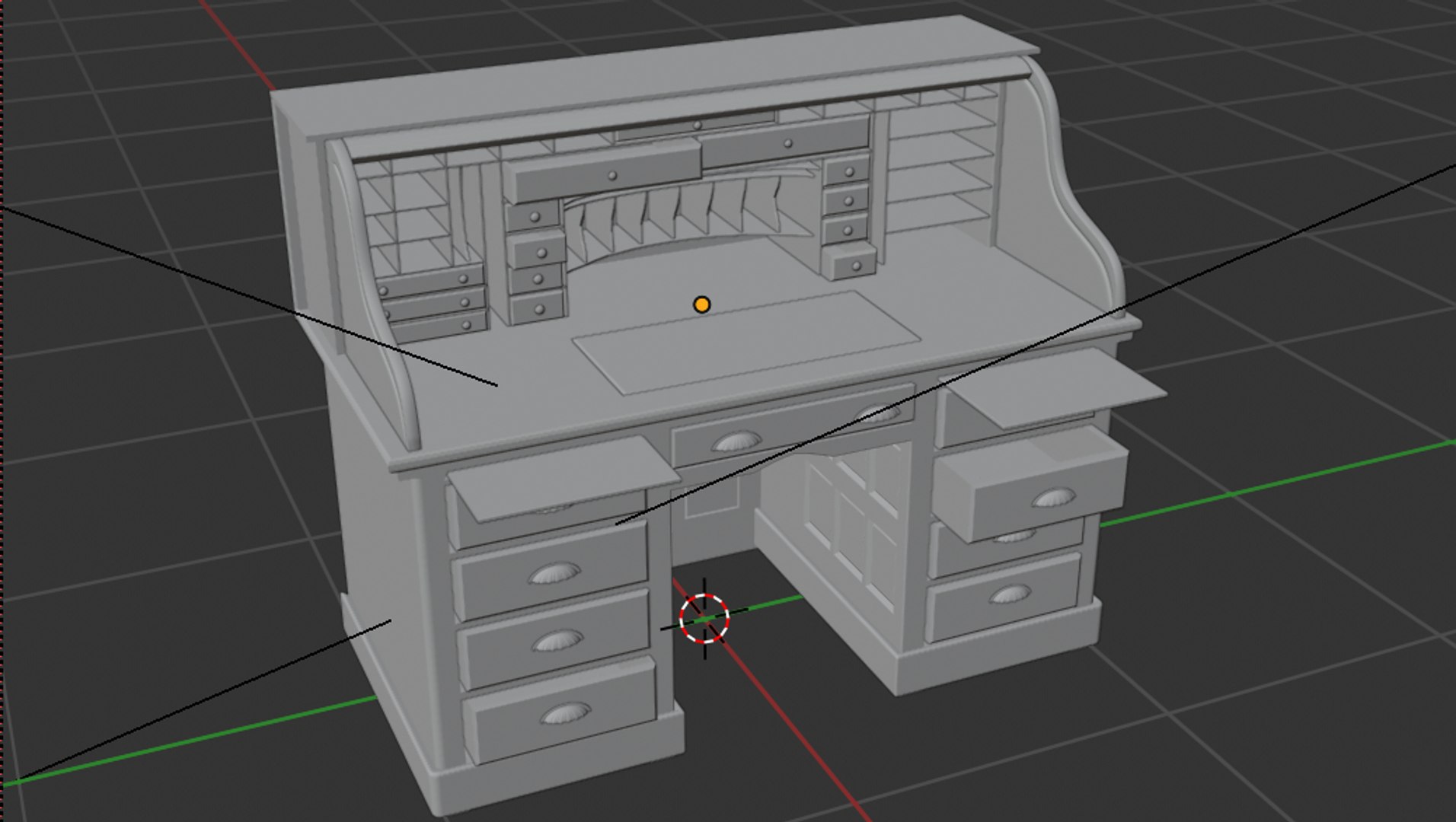 Scroll Desk 3D Model - TurboSquid 1422319