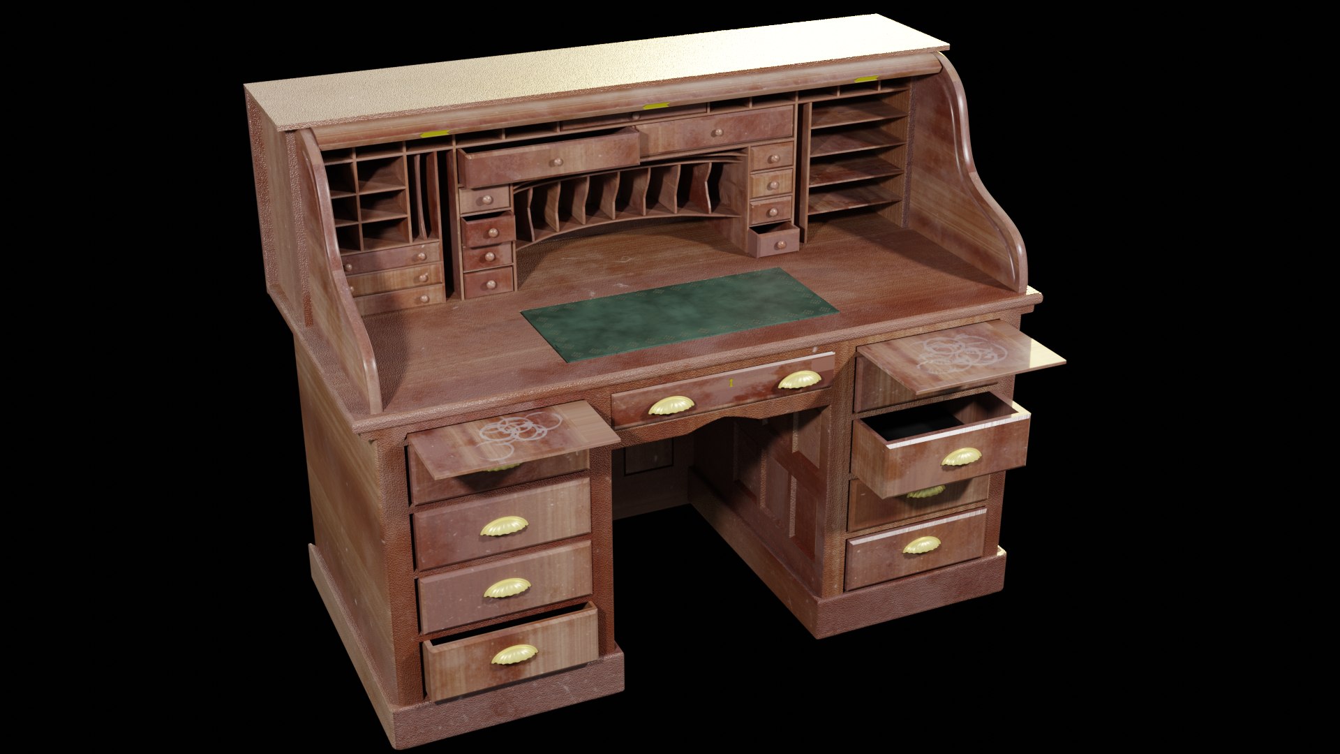Scroll Desk 3D Model - TurboSquid 1422319