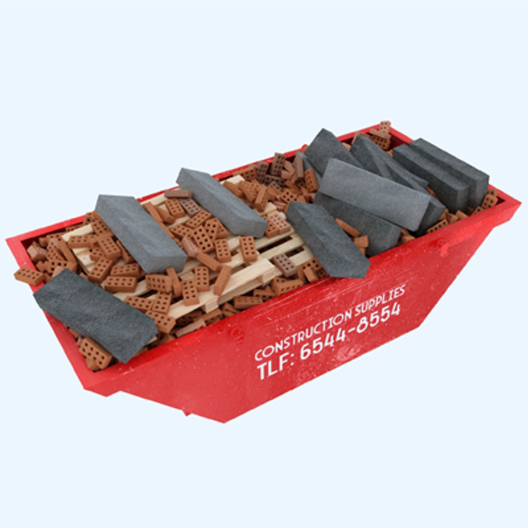 3D Industrial Container With Concrete Blocks And Bricks Model ...