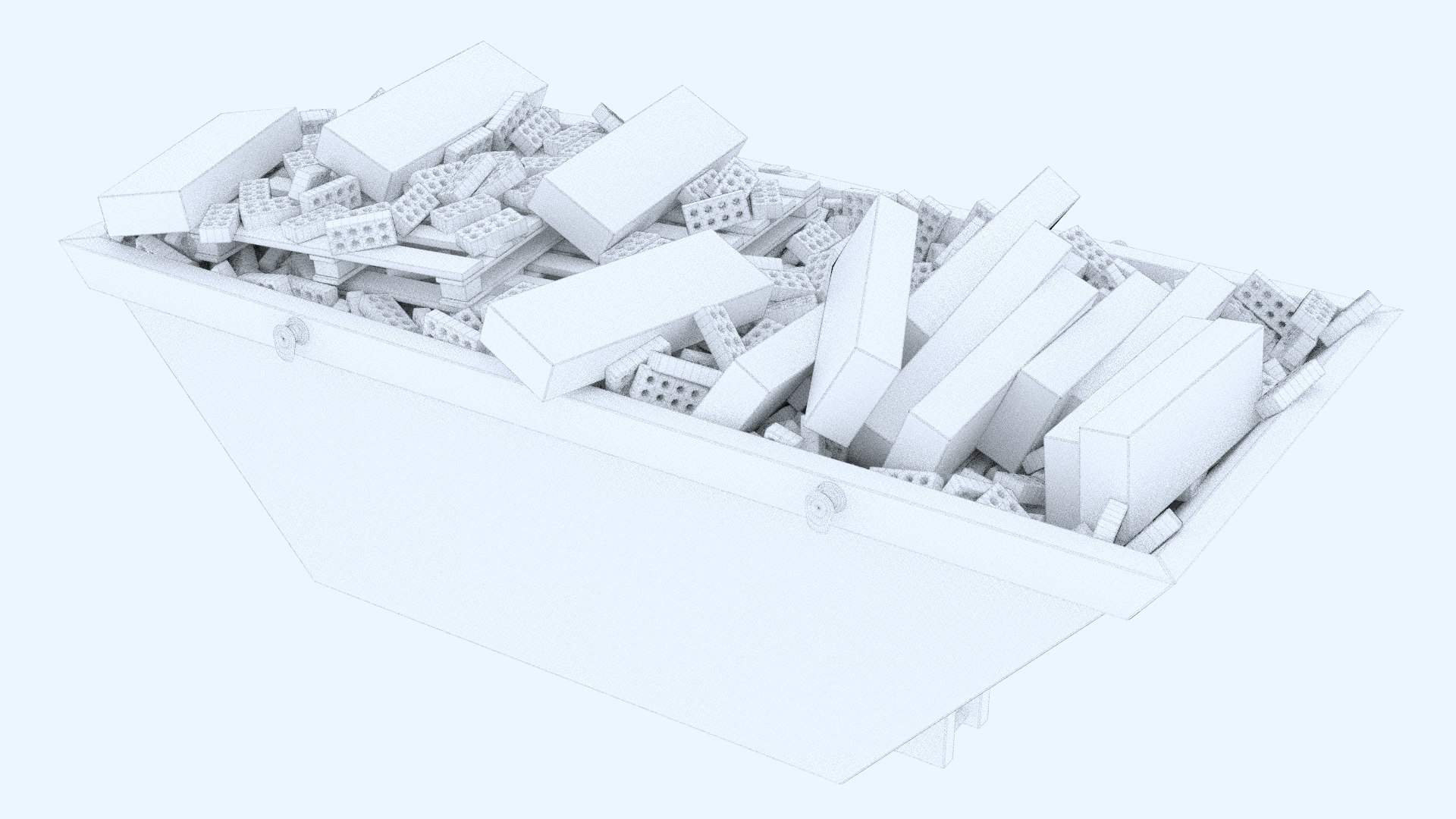 3D Industrial Container With Concrete Blocks And Bricks Model ...