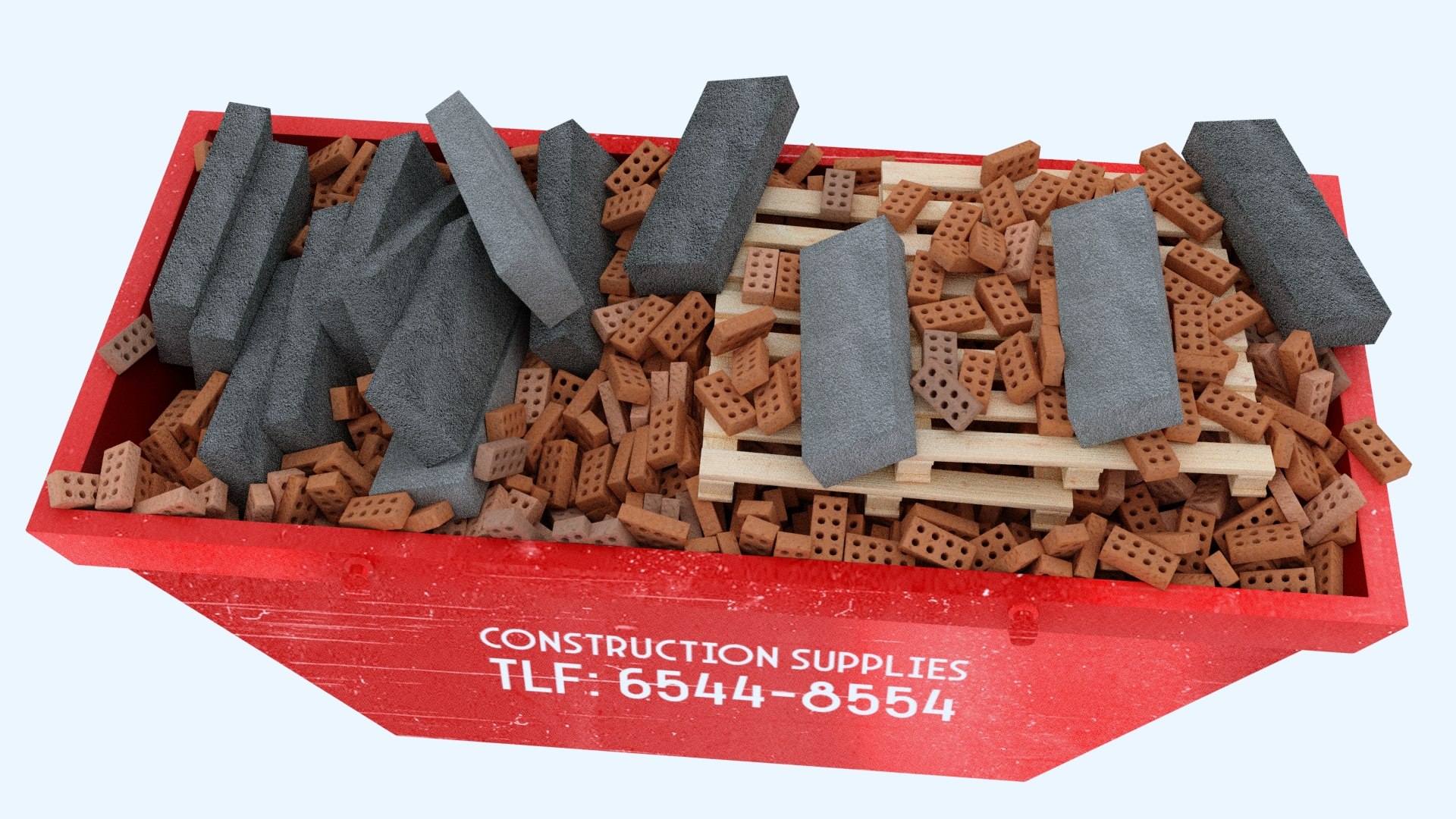 3D Industrial Container With Concrete Blocks And Bricks Model ...