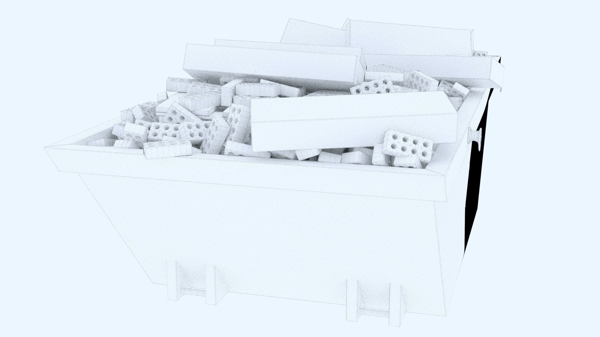 3D Industrial Container With Concrete Blocks And Bricks Model ...