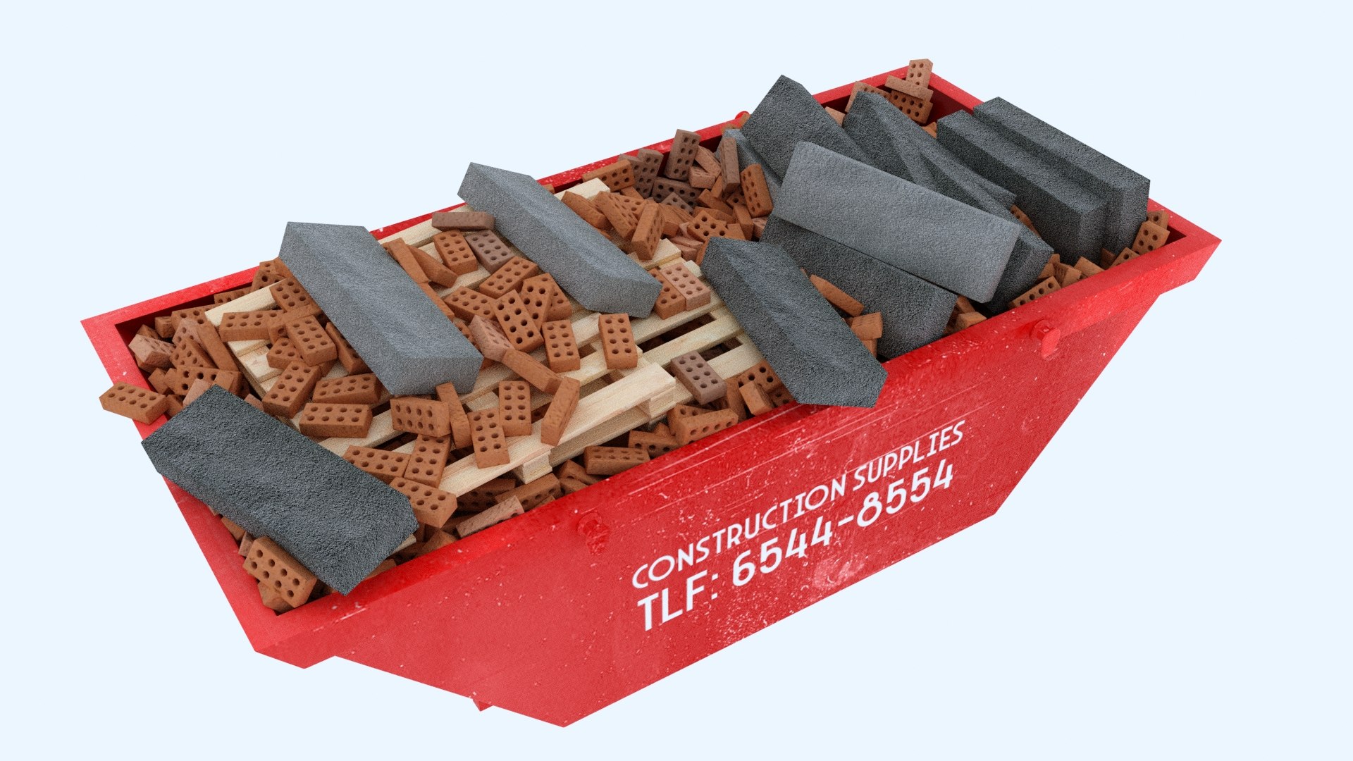 3D Industrial Container With Concrete Blocks And Bricks Model ...