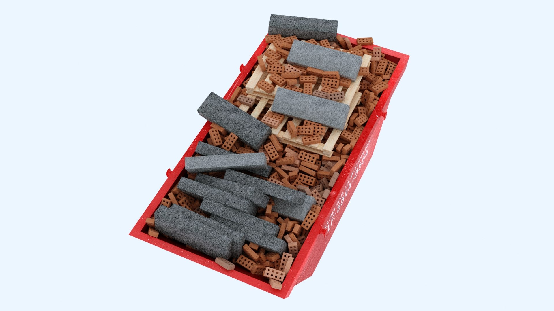3D Industrial Container With Concrete Blocks And Bricks Model ...