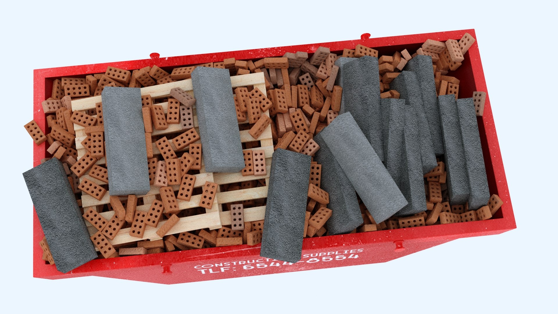 3D Industrial Container With Concrete Blocks And Bricks Model ...