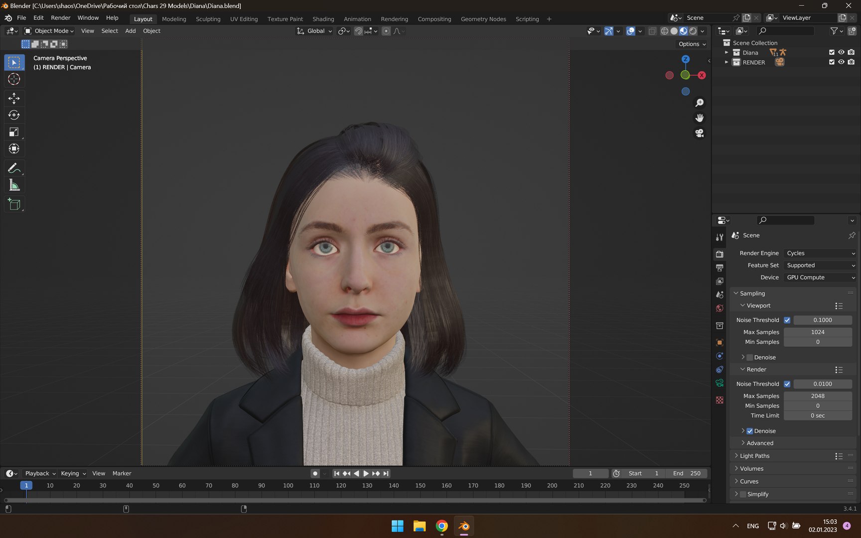 Diana Model Turbosquid 2072070