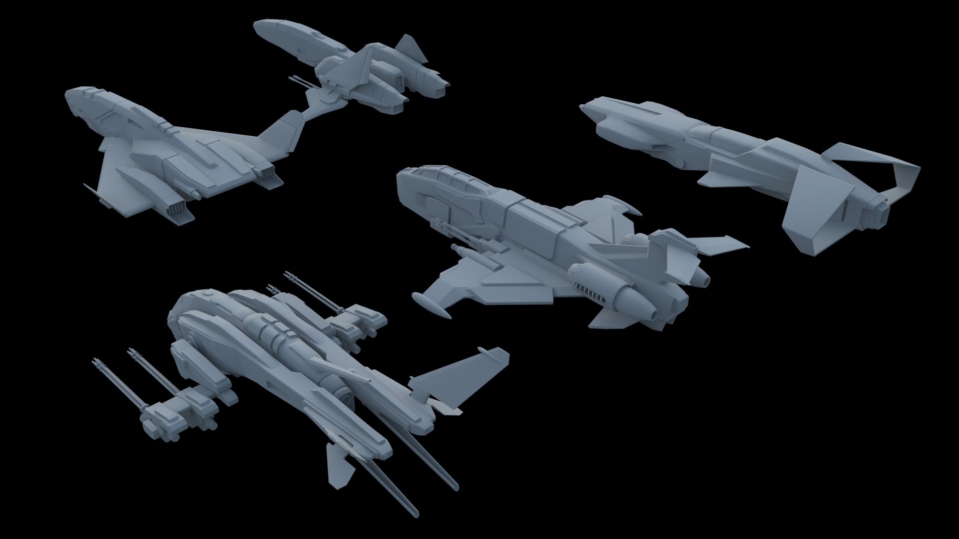Sci-Fi SET - Aircraft Spaceship 3D Model - TurboSquid 2108136