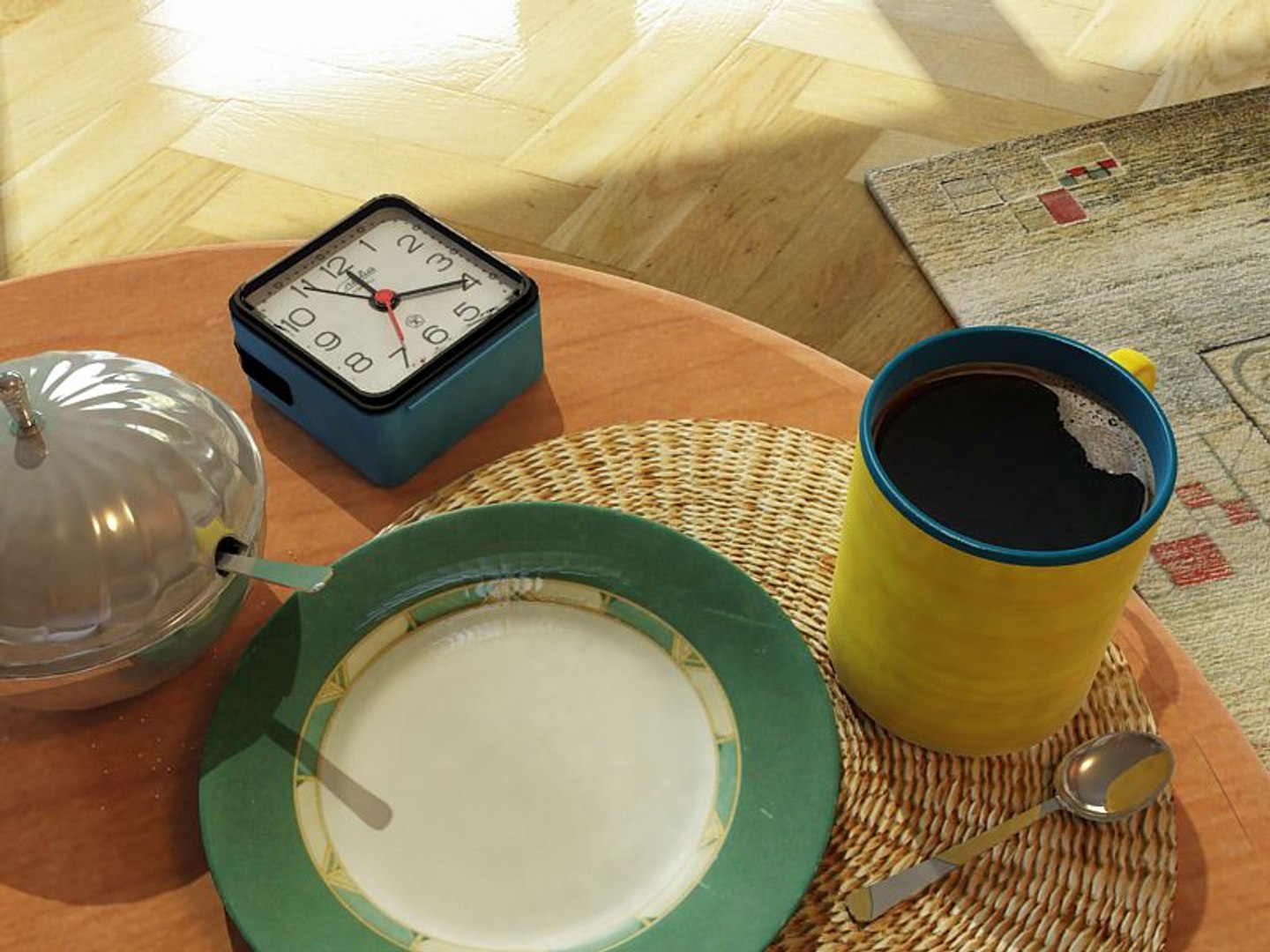 3d morning coffee breakfast model