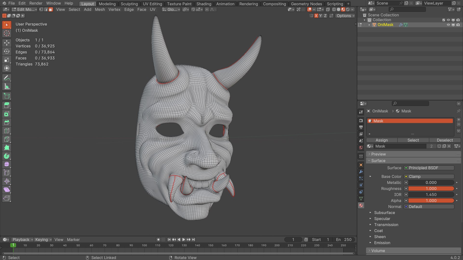 3D Oni Mask - TurboSquid 2221304