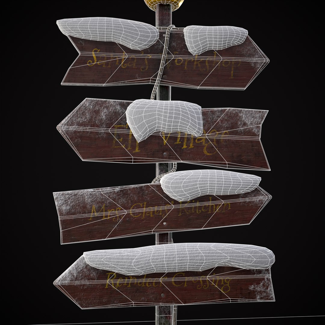 Santas Village Directional Post 3D - TurboSquid 2010647