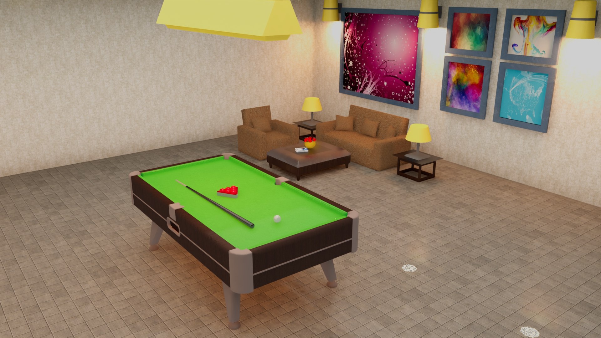 3D Model Pool Table Interior Set - TurboSquid 2018547