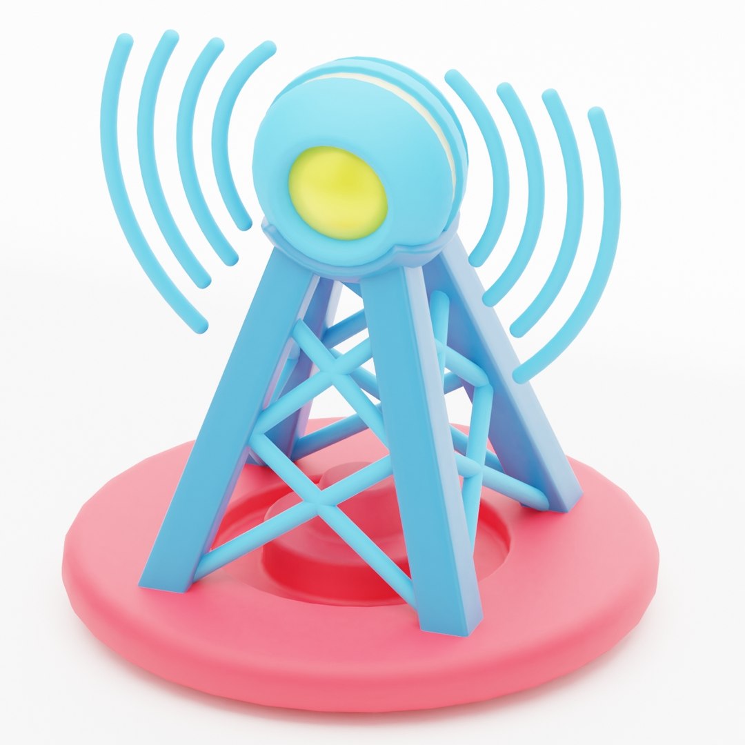 3D Communication tower 3d icon for transmitting network signal model ...