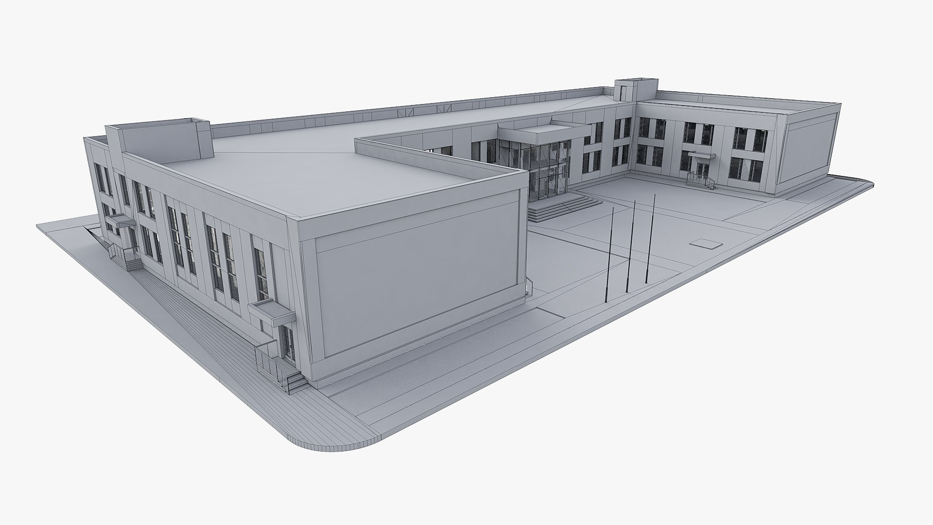 3D Administrative Town Hall Building - TurboSquid 1885303