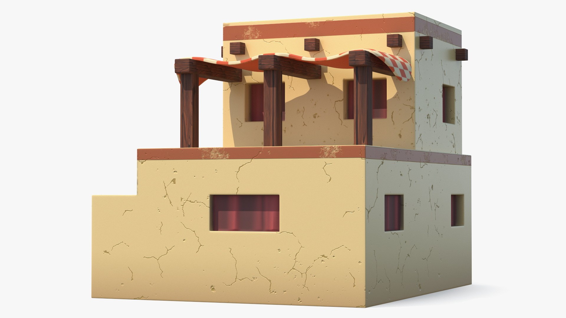 3D Stylized Arabian House Building With Terrace - TurboSquid 2203981