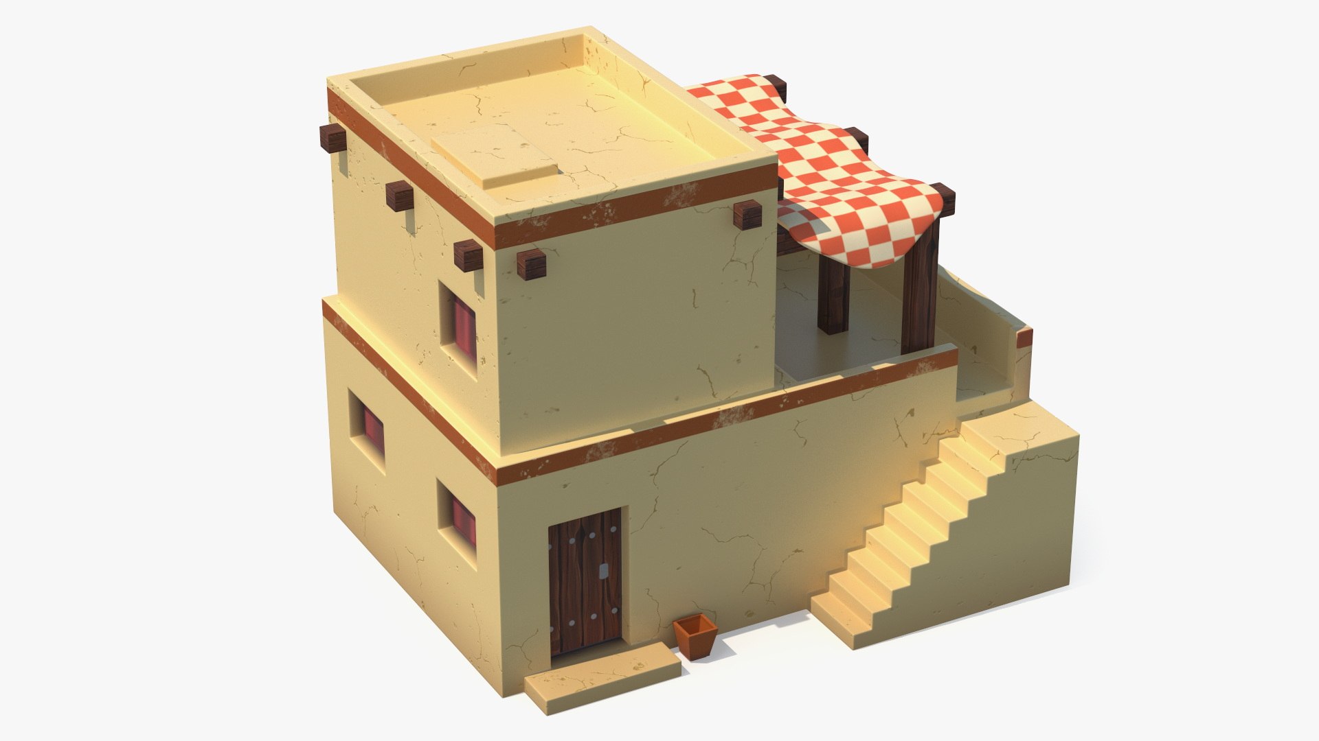 3D Stylized Arabian House Building With Terrace - TurboSquid 2203981