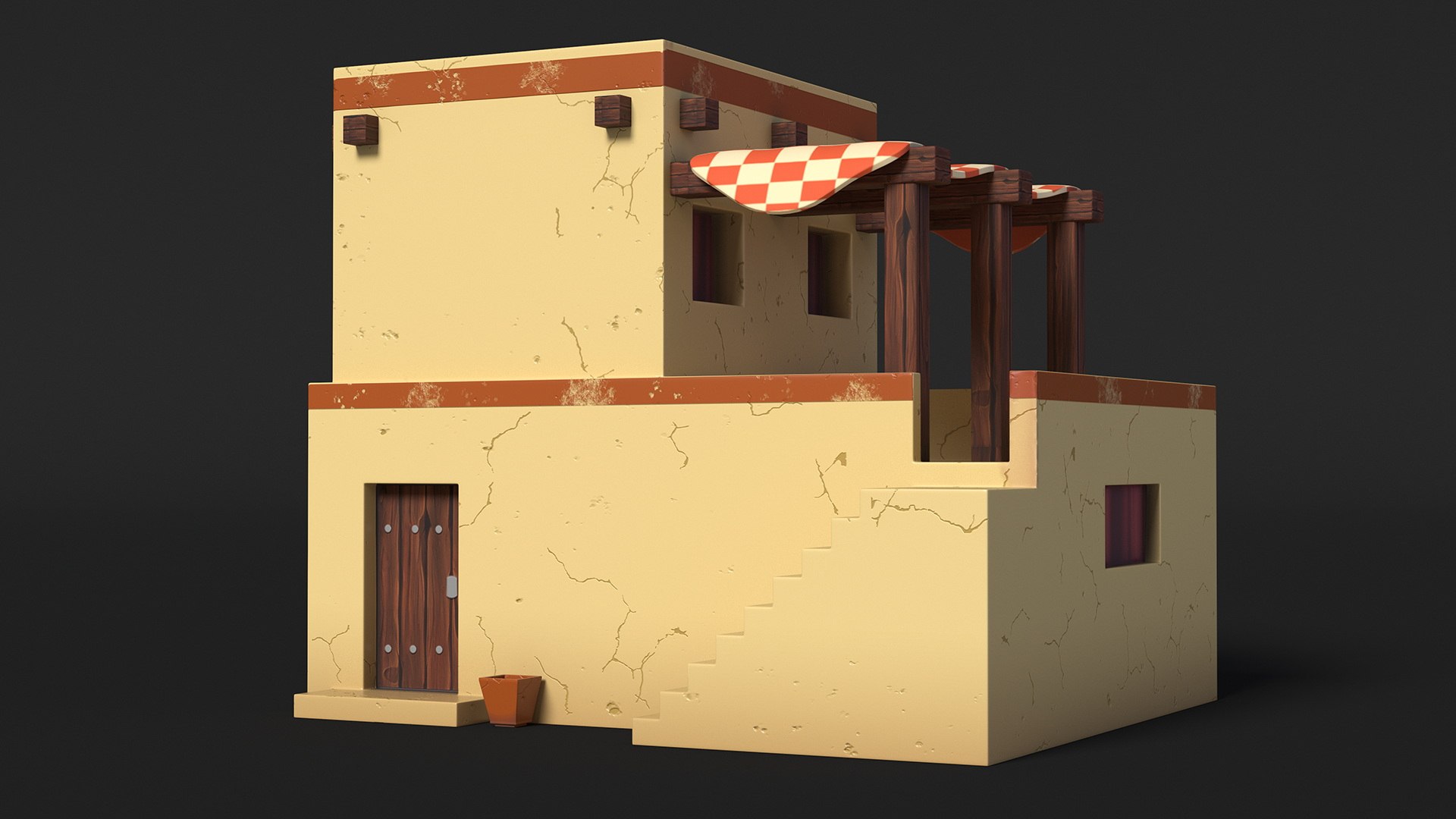 3D Stylized Arabian House Building With Terrace - TurboSquid 2203981