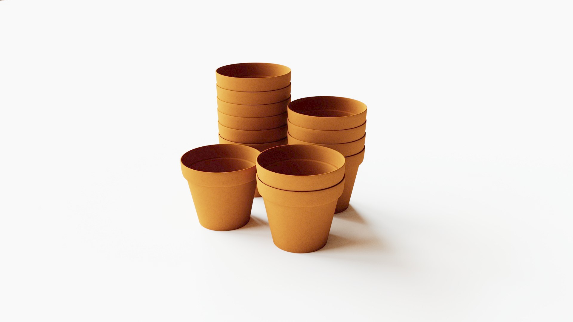 Plant Pots Clay Pots - Stacked - 3D Assets 3D - TurboSquid 1881606