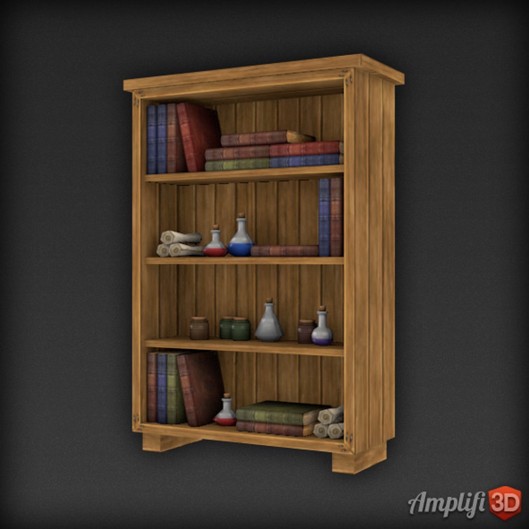 3d library book case model