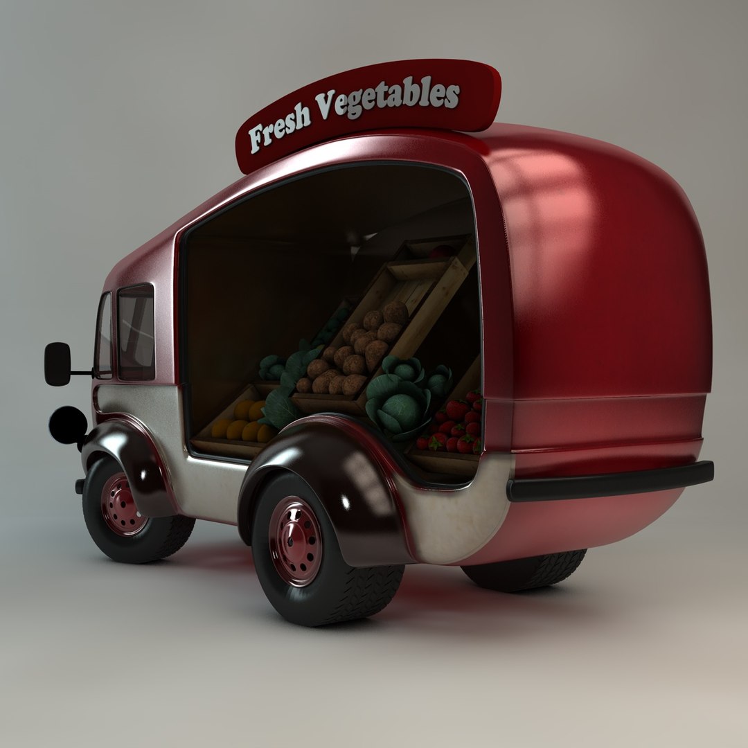 3d retro vegetable van