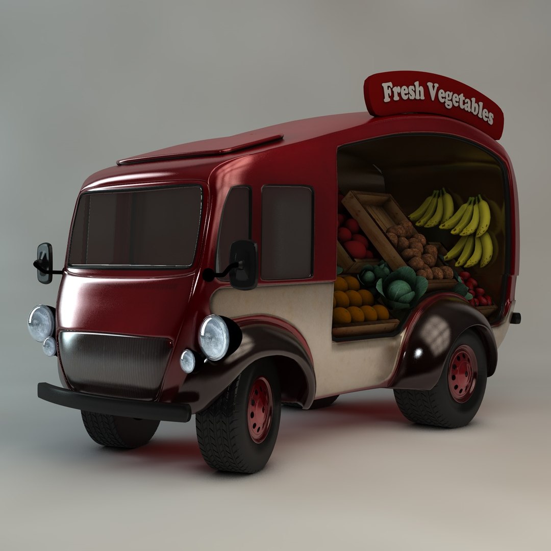 3d retro vegetable van