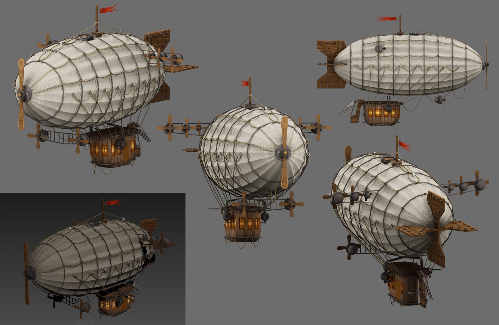 3D Airship Low-poly - TurboSquid 1449397