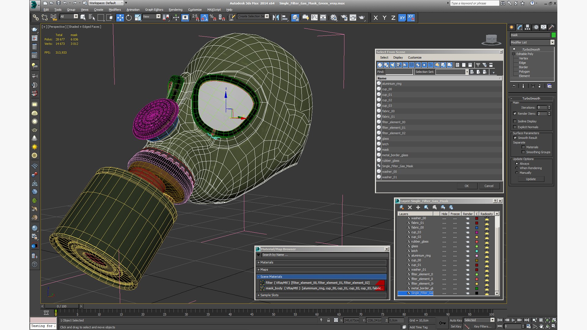 3D single filter gas mask - TurboSquid 1572939