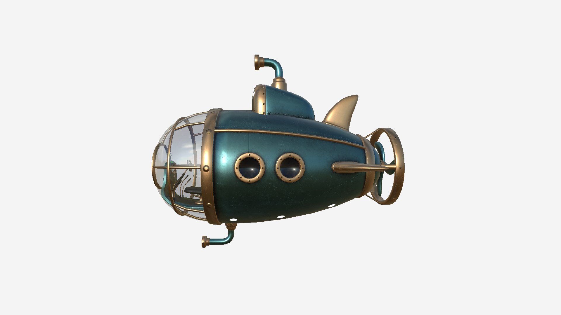 3D Submarine Cartoon A02 Bronze - Sub Watercraft Vehicle - TurboSquid ...