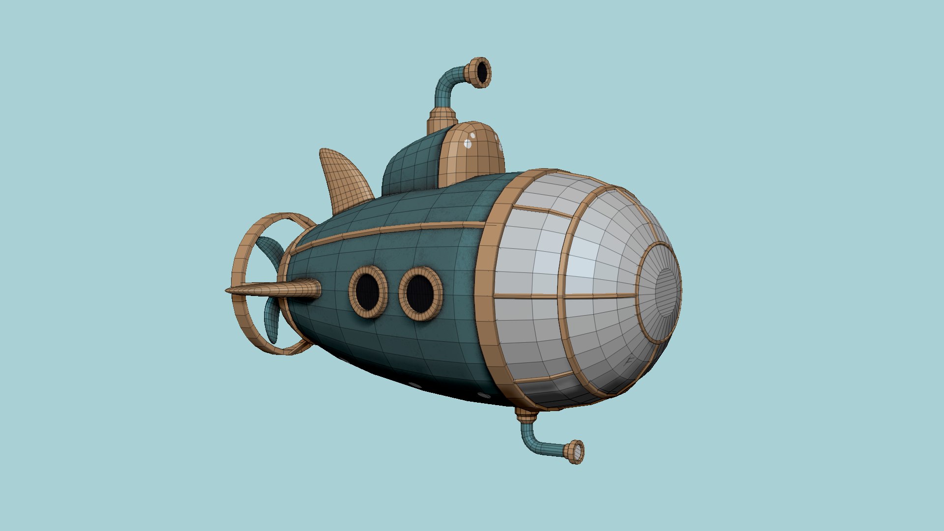 3D Submarine Cartoon A02 Bronze - Sub Watercraft Vehicle - TurboSquid ...