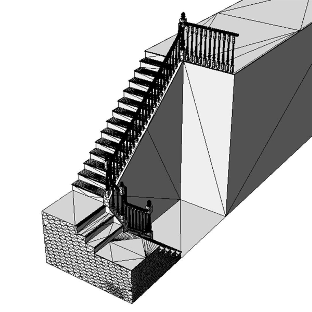 wooden staircase post 3d model