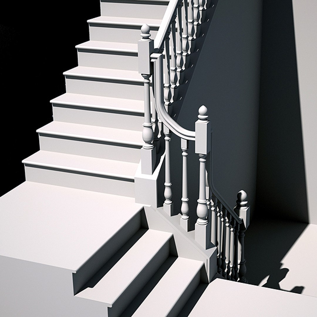 wooden staircase post 3d model