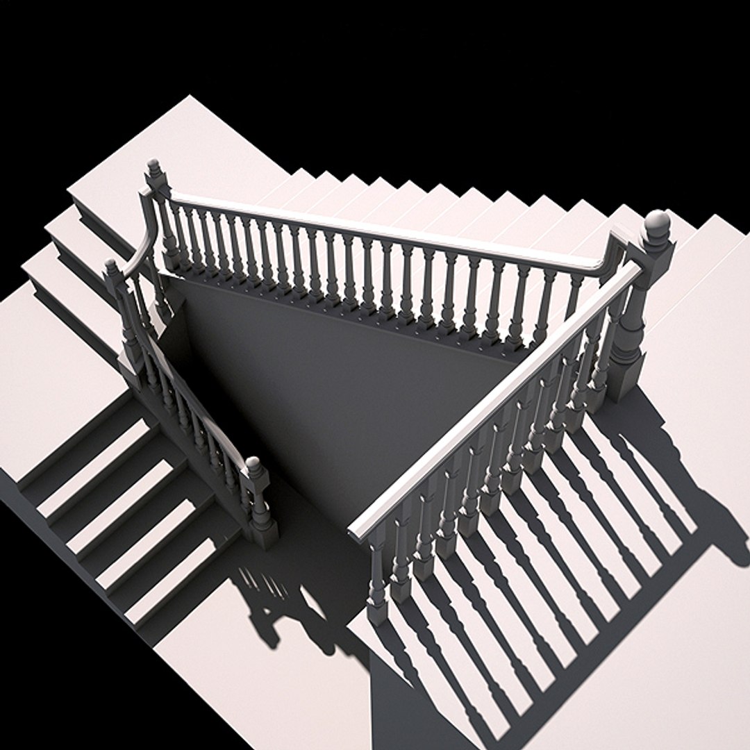 wooden staircase post 3d model