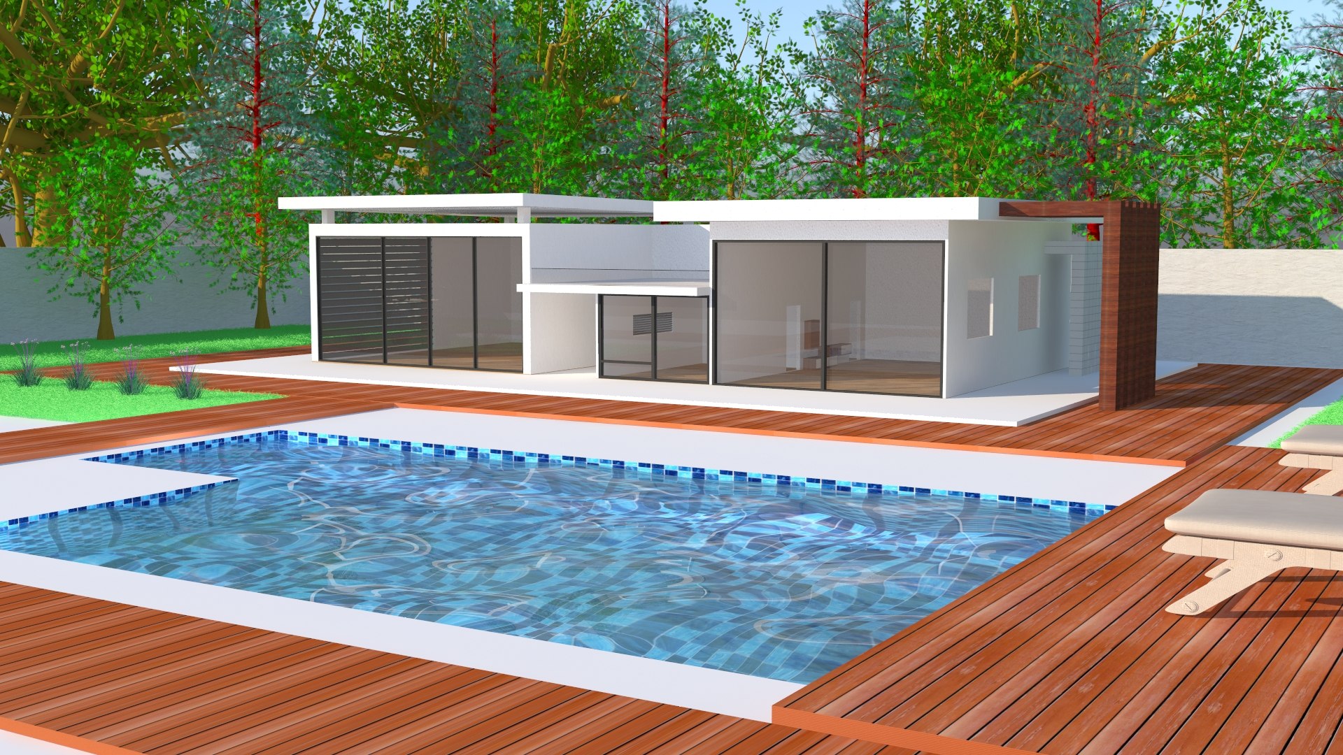 Modern House Exterior Hi-tech 3d Model