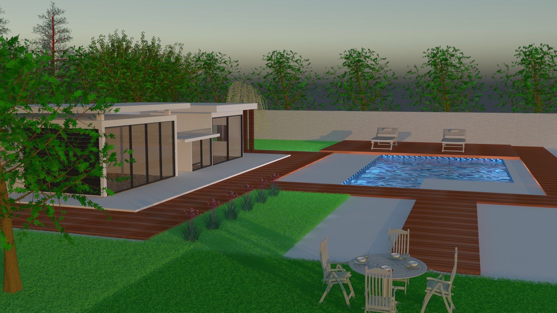 Modern House Exterior Hi-tech 3d Model