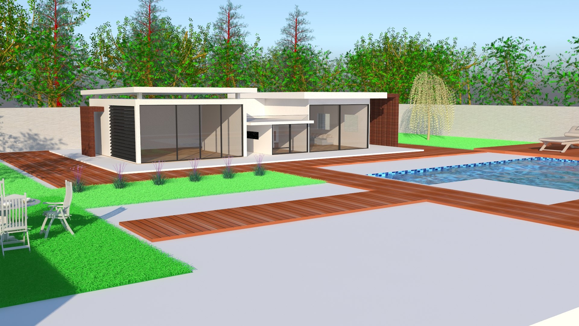 Modern House Exterior Hi-tech 3d Model