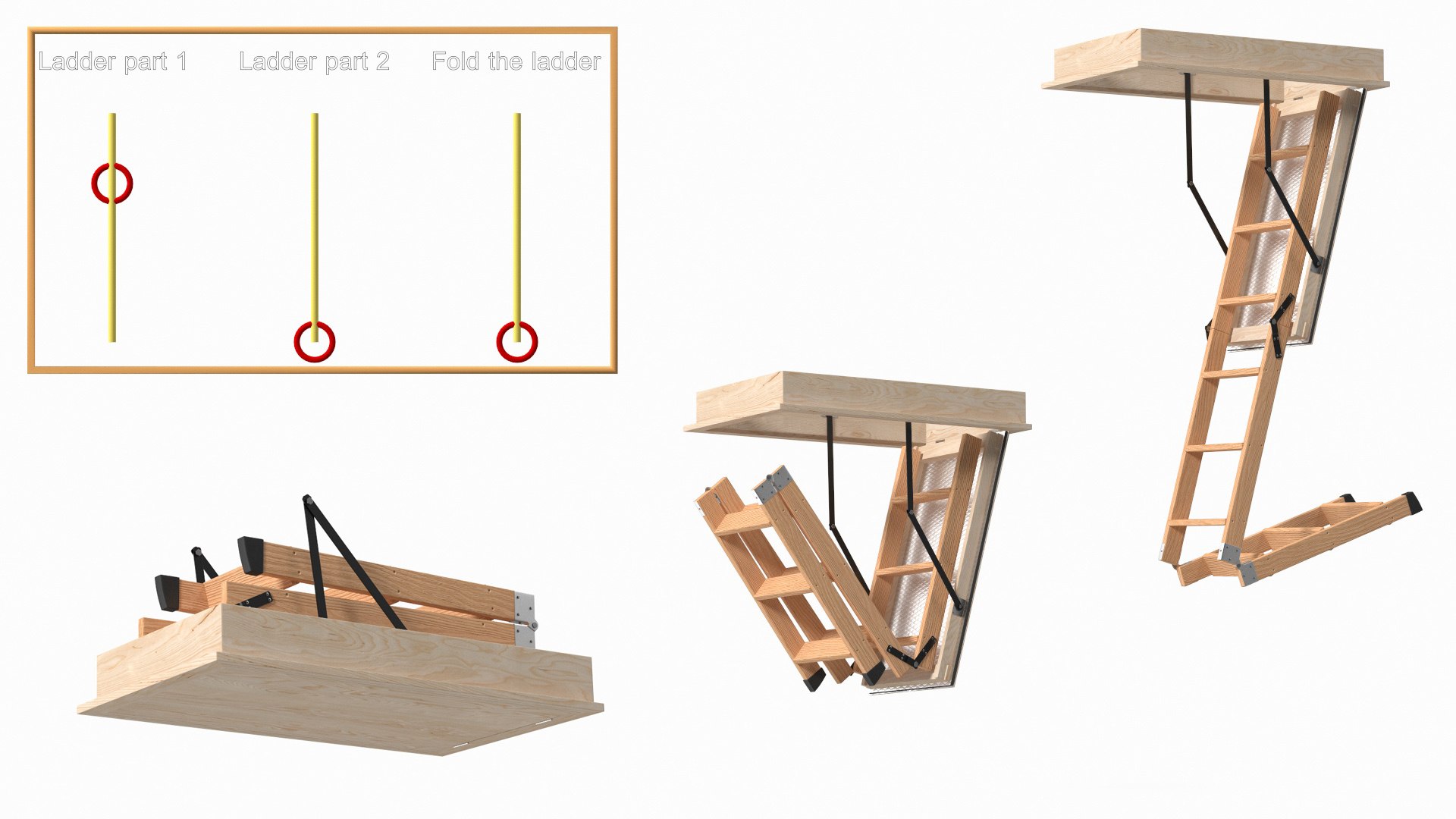 Attic Ladder Rigged 3D Model - TurboSquid 1933560