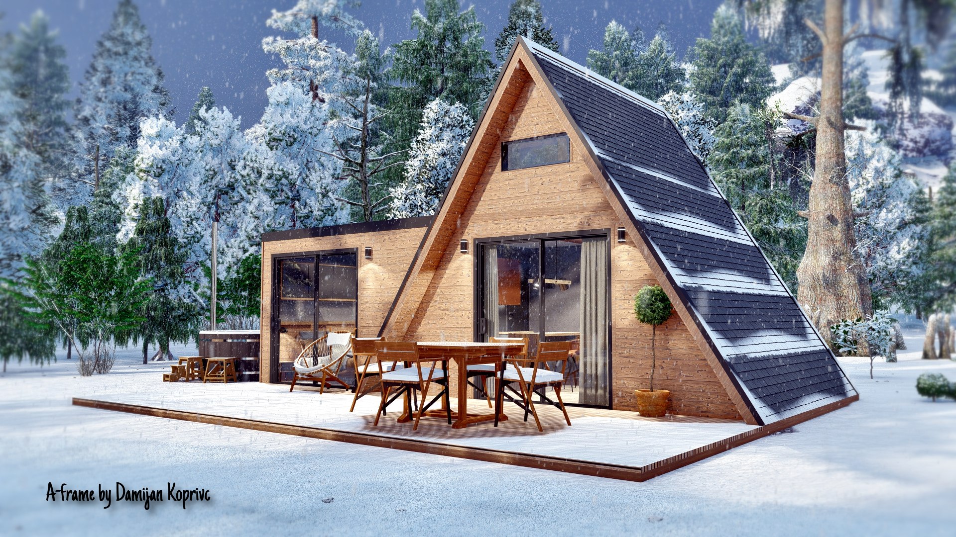 A Frame House A34 34m2 Low-poly 3D Model Model - TurboSquid 1770651