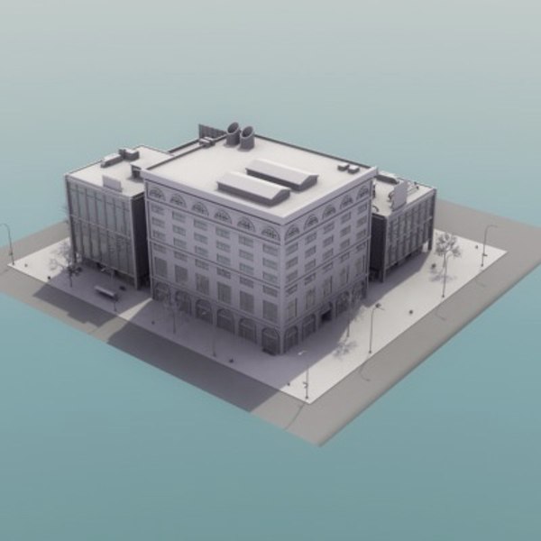 3ds max city block street building