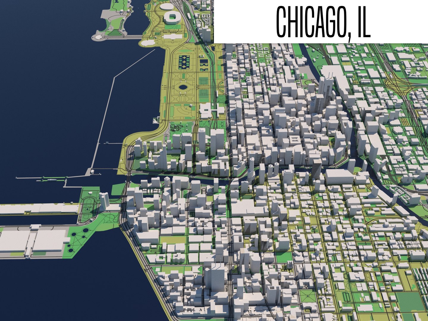 3D Model City Chicago - TurboSquid 1425271
