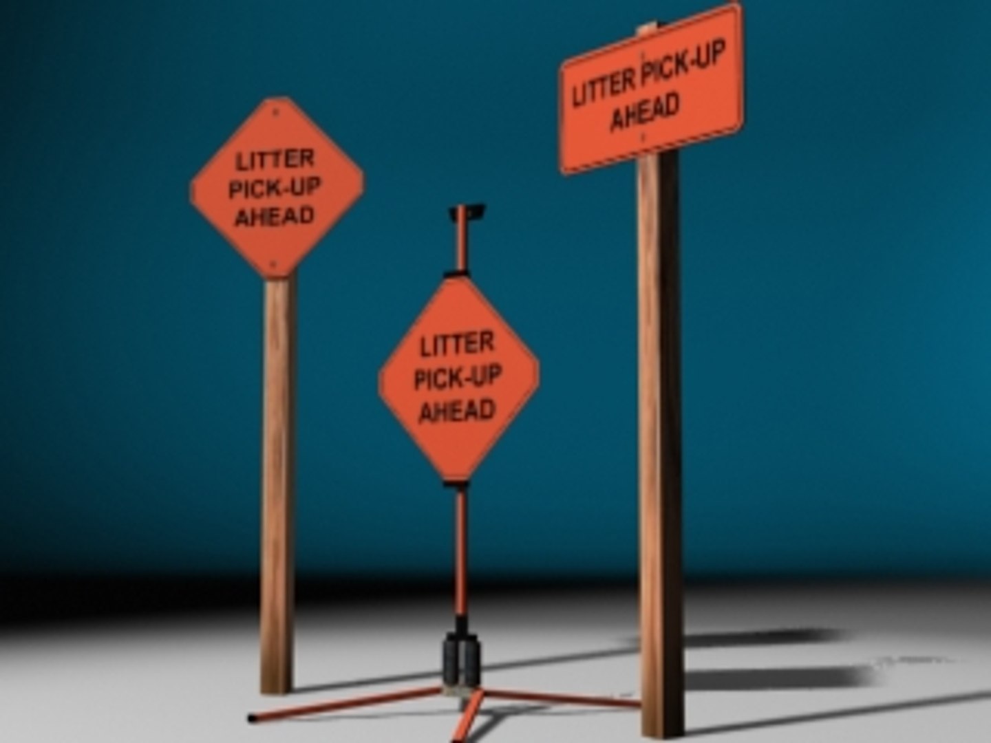 3d Construction Signs Model