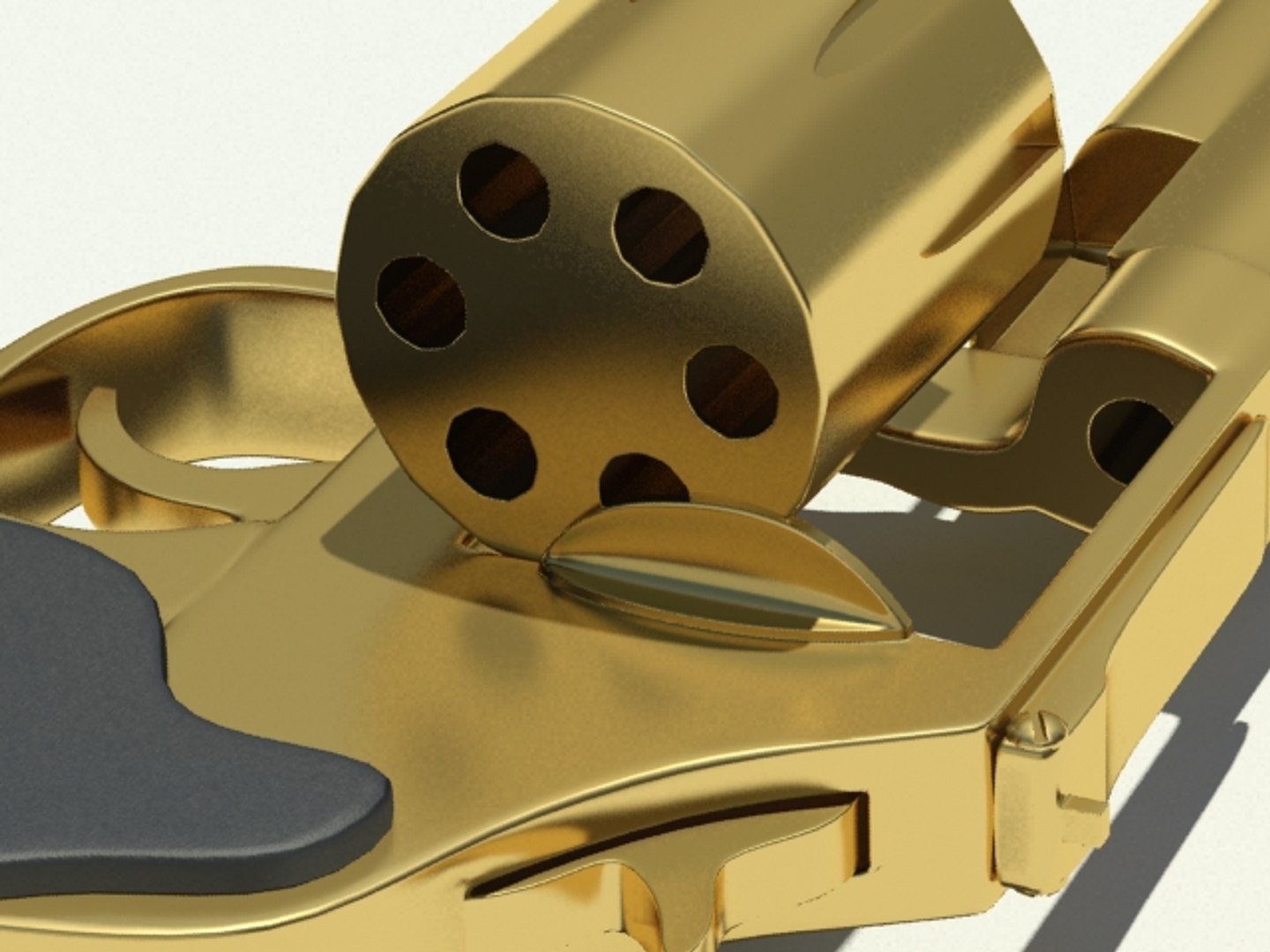 3d Model Golden Revolver