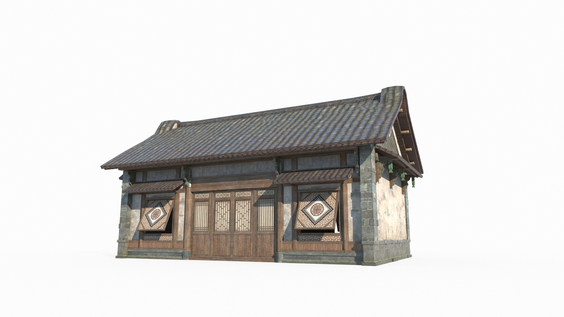 Asian ancient building brick house 3D - TurboSquid 2075257