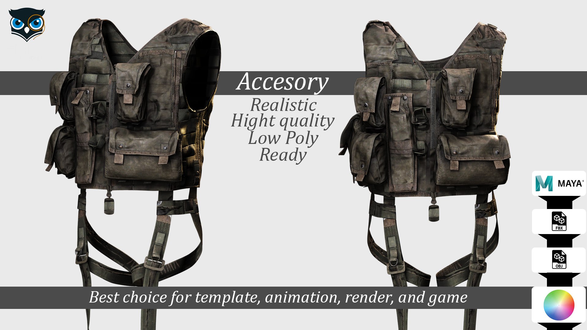 3D Model Tactical Combat Vest With Pouches - TurboSquid 2429581