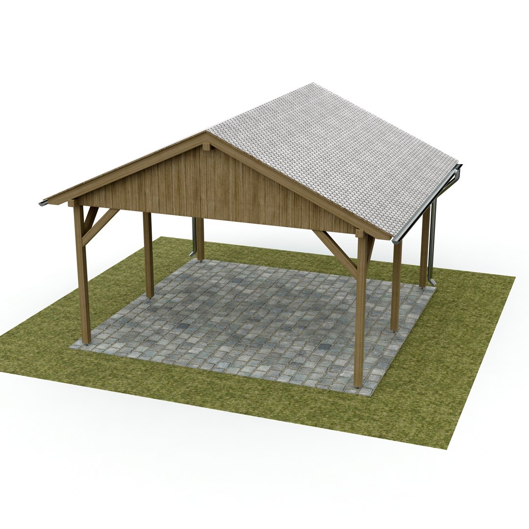 3D Model Carport Wood - TurboSquid 1391829