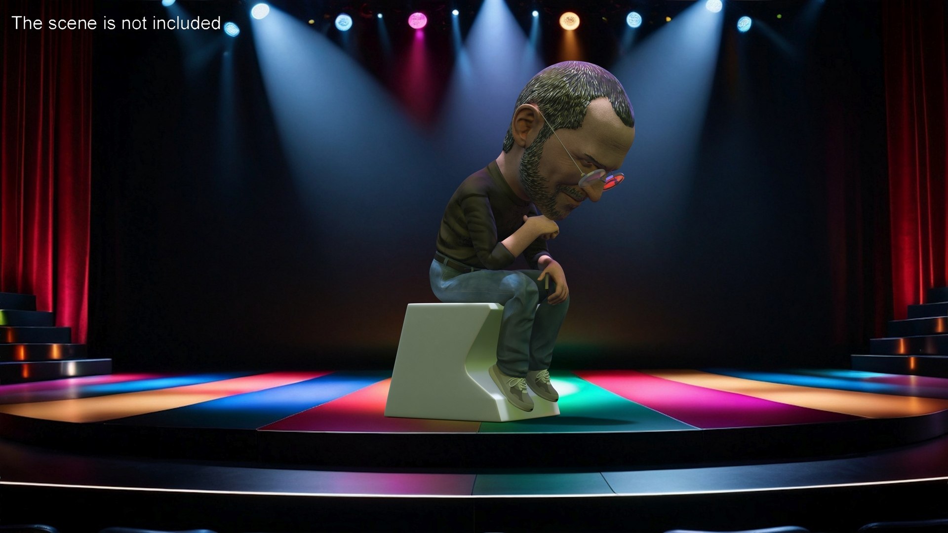 3D Steve Jobs Action Figure Thinker Pose For 3D Print Model ...