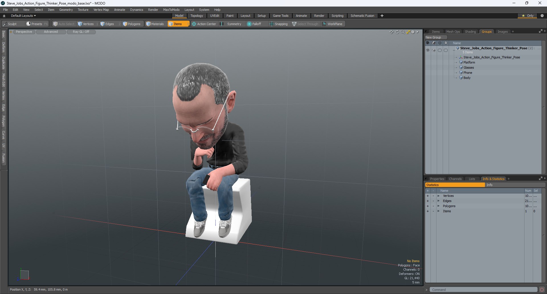3D Steve Jobs Action Figure Thinker Pose For 3D Print Model ...