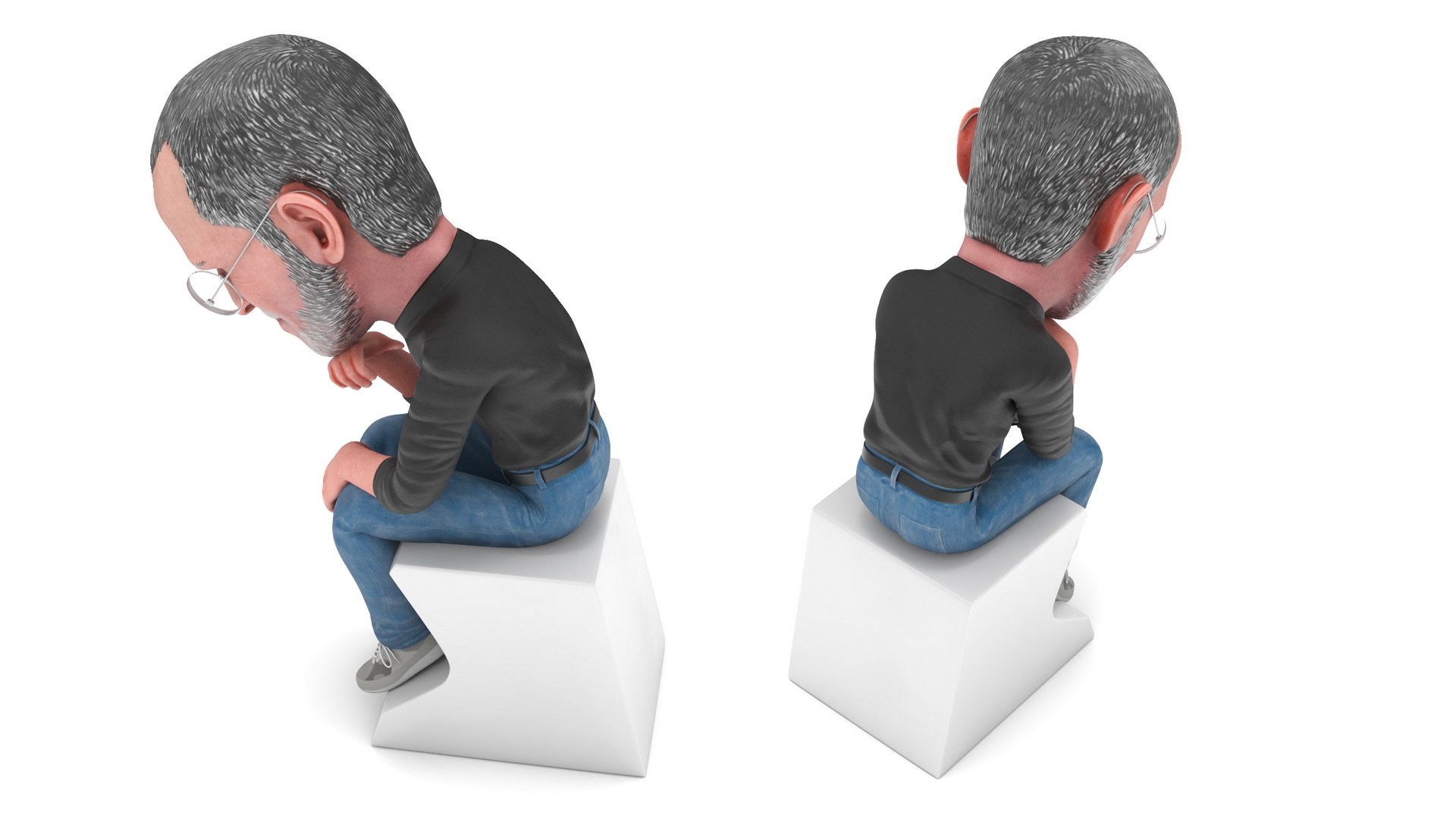 3D Steve Jobs Action Figure Thinker Pose For 3D Print Model ...