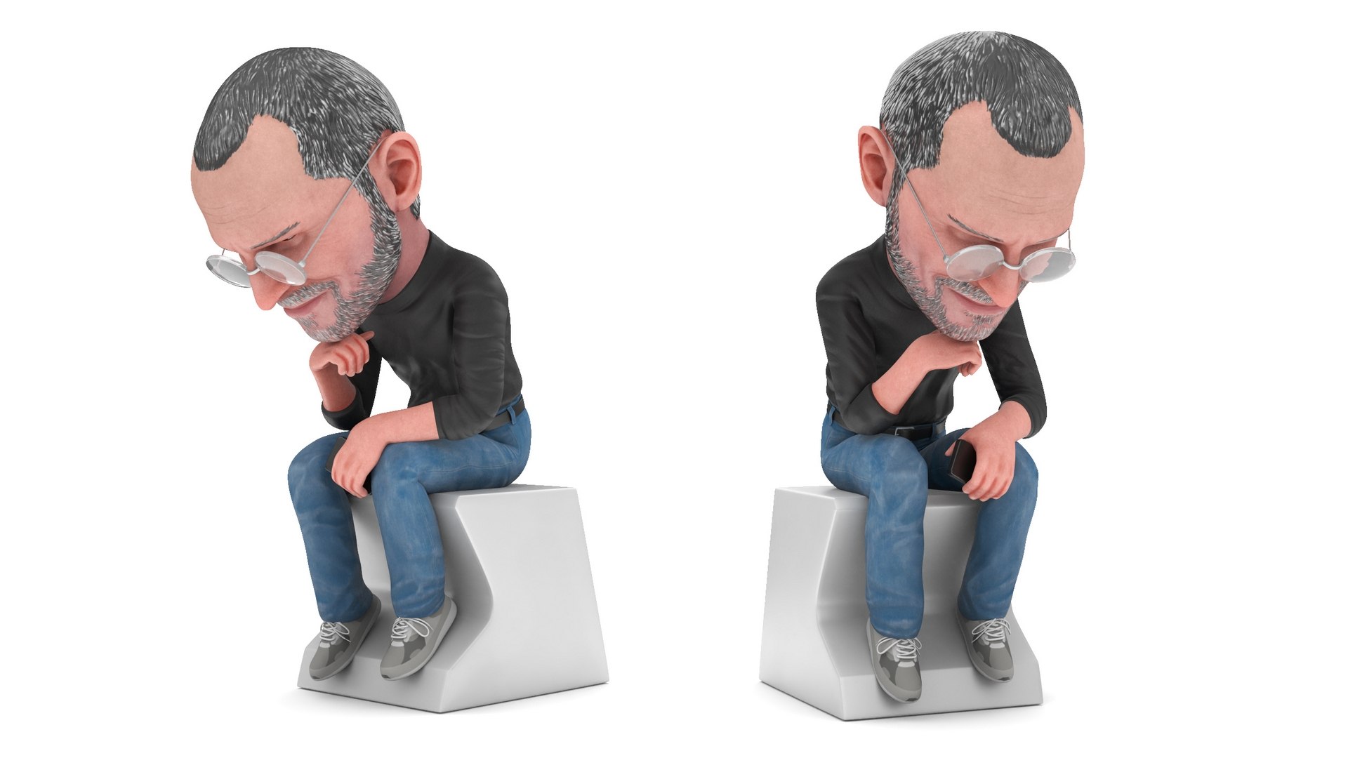 3D Steve Jobs Action Figure Thinker Pose For 3D Print Model ...